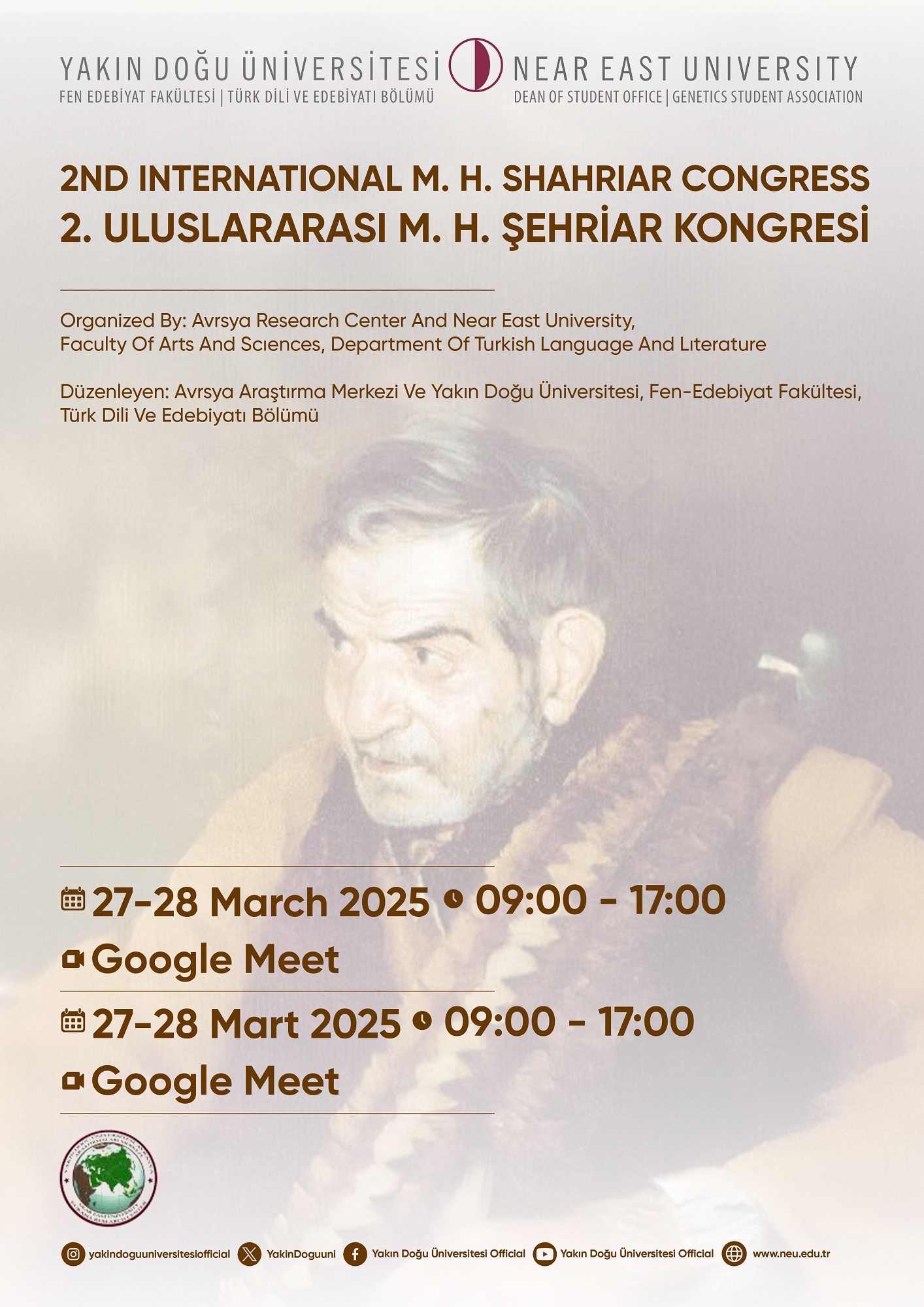 2nd International M. H. Shahriar Congress – 2. Uluslararası M. H. Şehriyar Kongresi – Near East ...